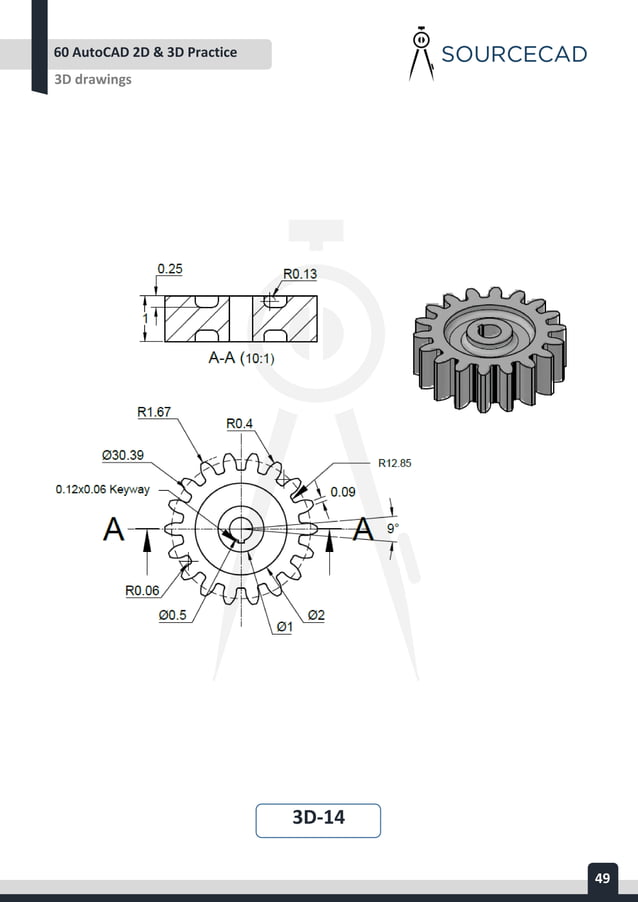 AUTOCAD 2D&3D PRACTICE DRAWING | PDF