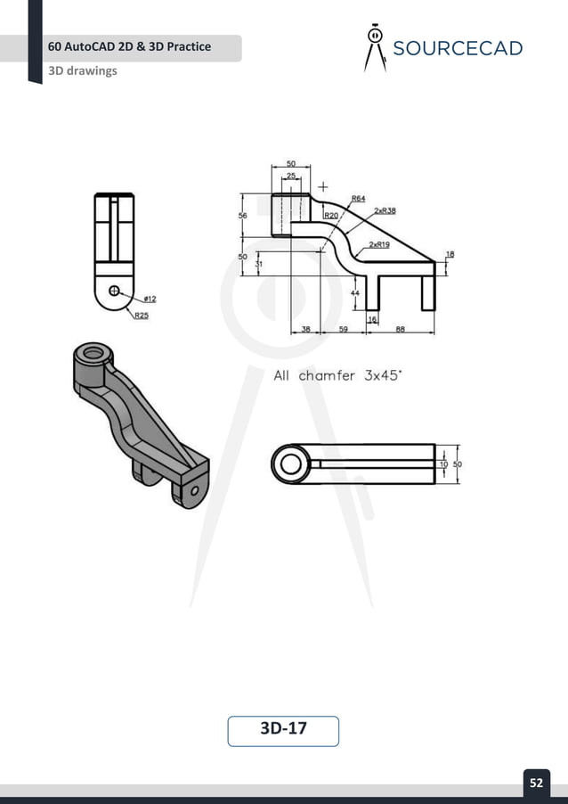 AUTOCAD 2D&3D PRACTICE DRAWING | PDF