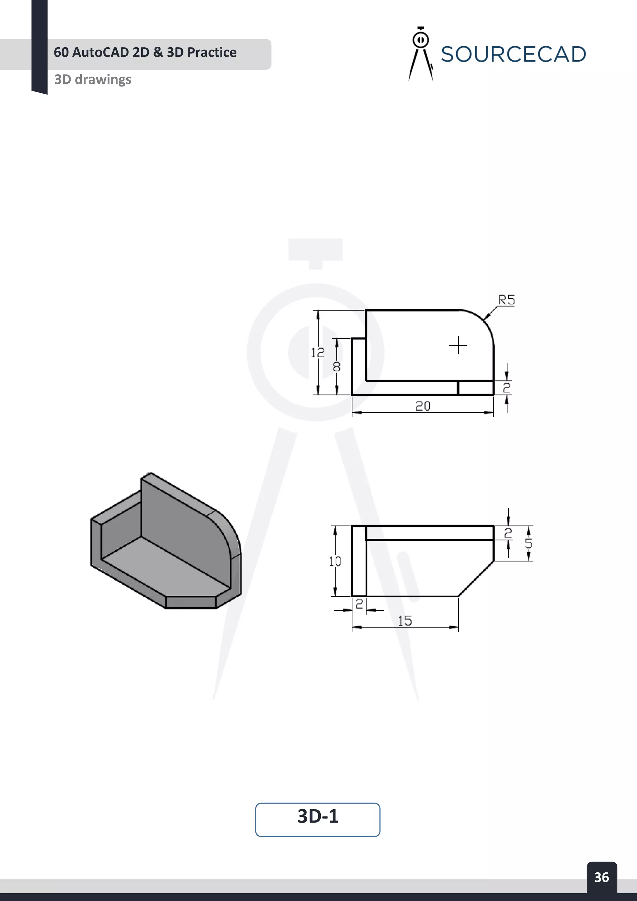 AUTOCAD 2D&3D PRACTICE DRAWING | PDF