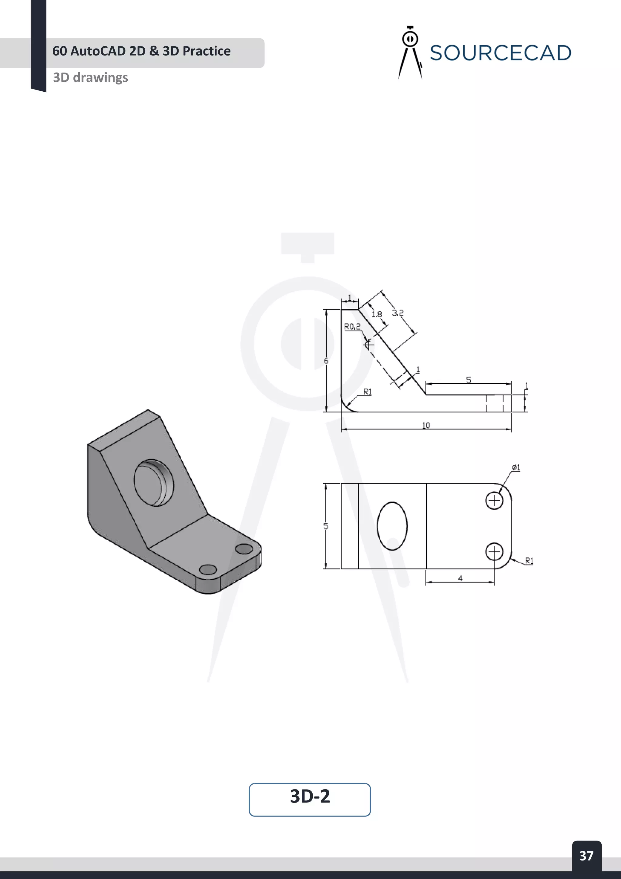 AUTOCAD 2D&3D PRACTICE DRAWING | PDF
