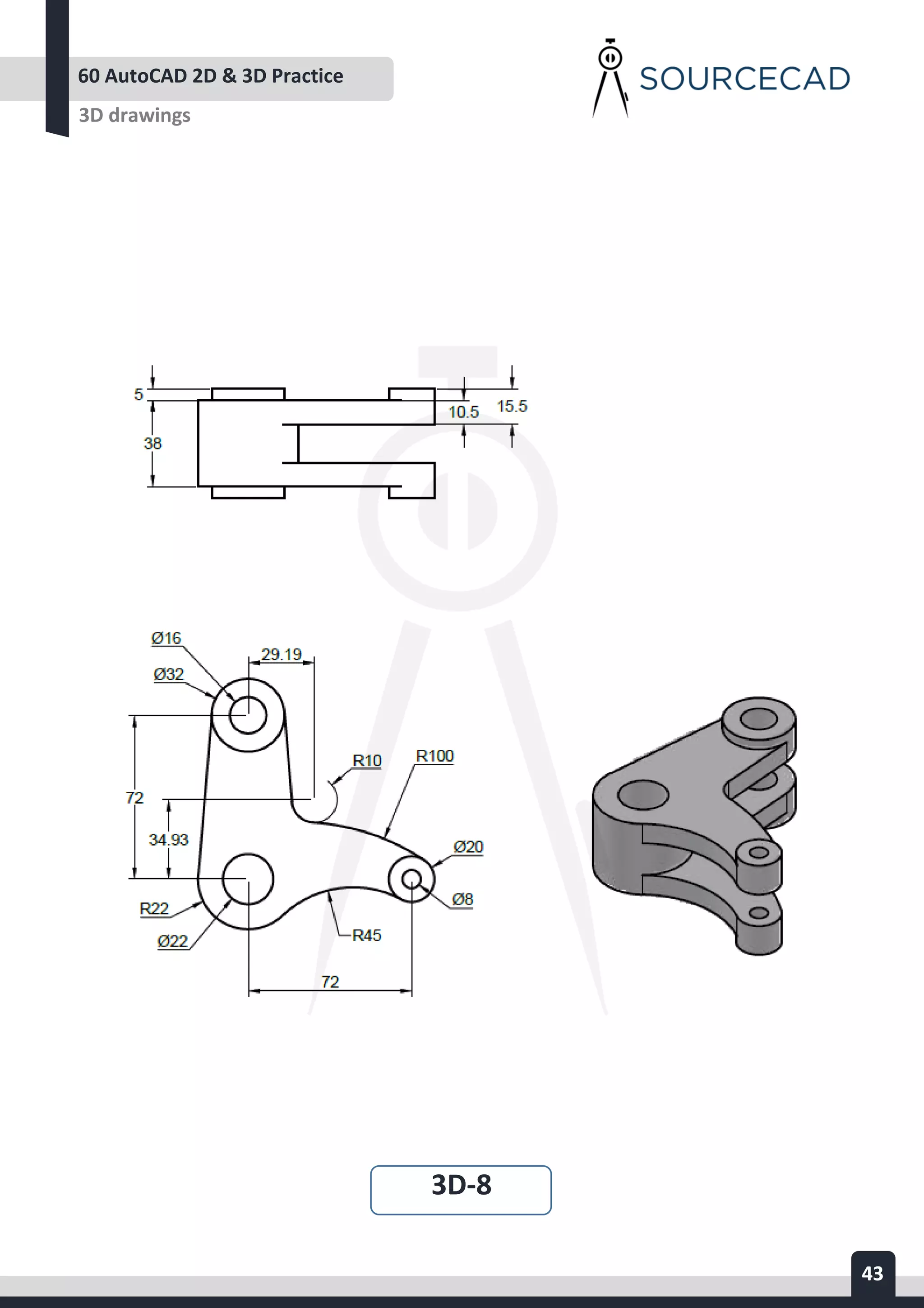 AUTOCAD 2D&3D PRACTICE DRAWING | PDF