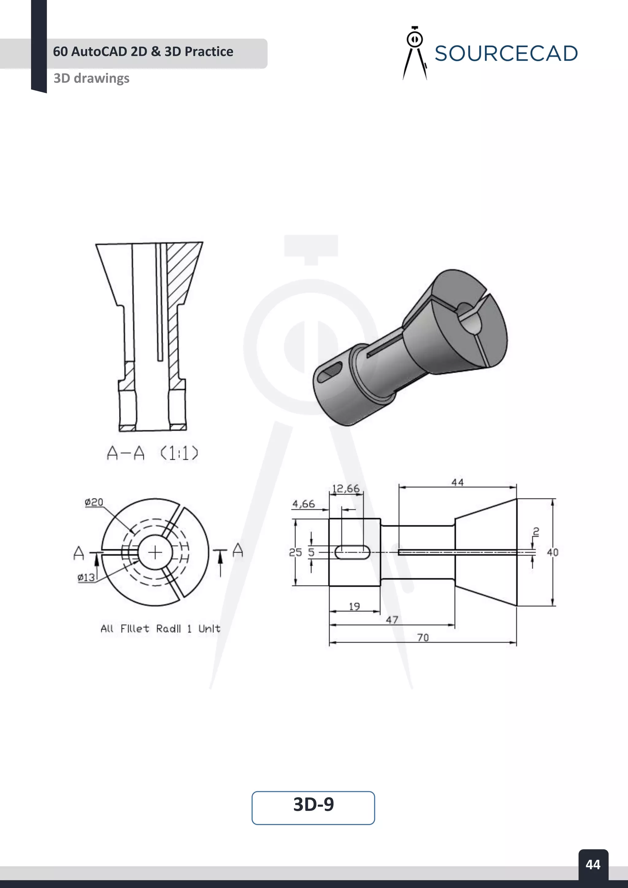 AUTOCAD 2D&3D PRACTICE DRAWING | PDF