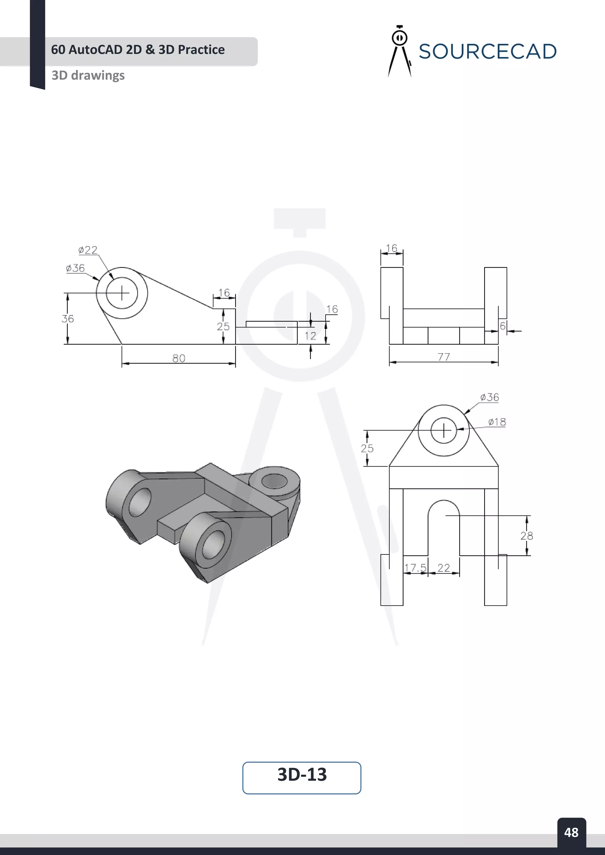 AUTOCAD 2D&3D PRACTICE DRAWING | PDF