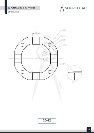 AUTOCAD 2D&3D PRACTICE DRAWING | PDF