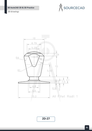 AUTOCAD 2D&3D PRACTICE DRAWING | PDF