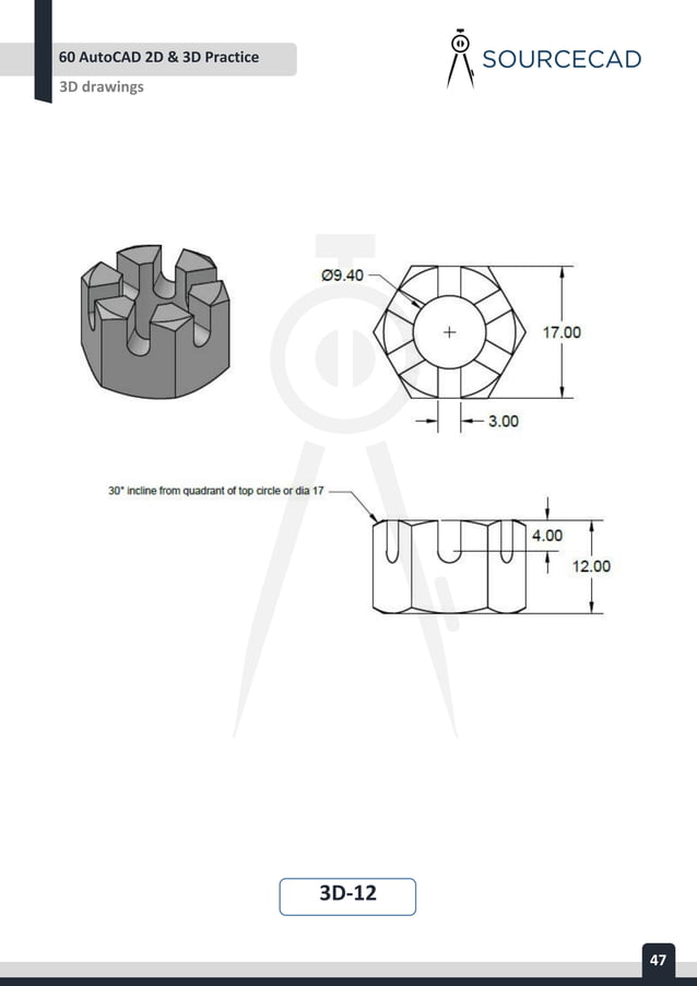 AUTOCAD 2D&3D PRACTICE DRAWING | PDF