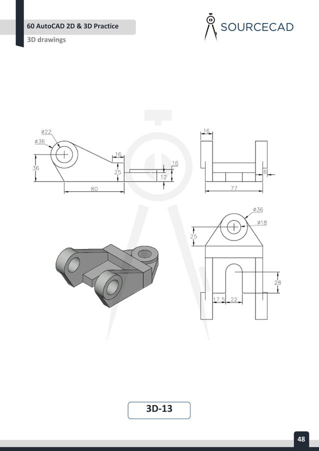 AUTOCAD 2D&3D PRACTICE DRAWING | PDF