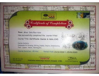 AutoCAD Training Certificate | PDF