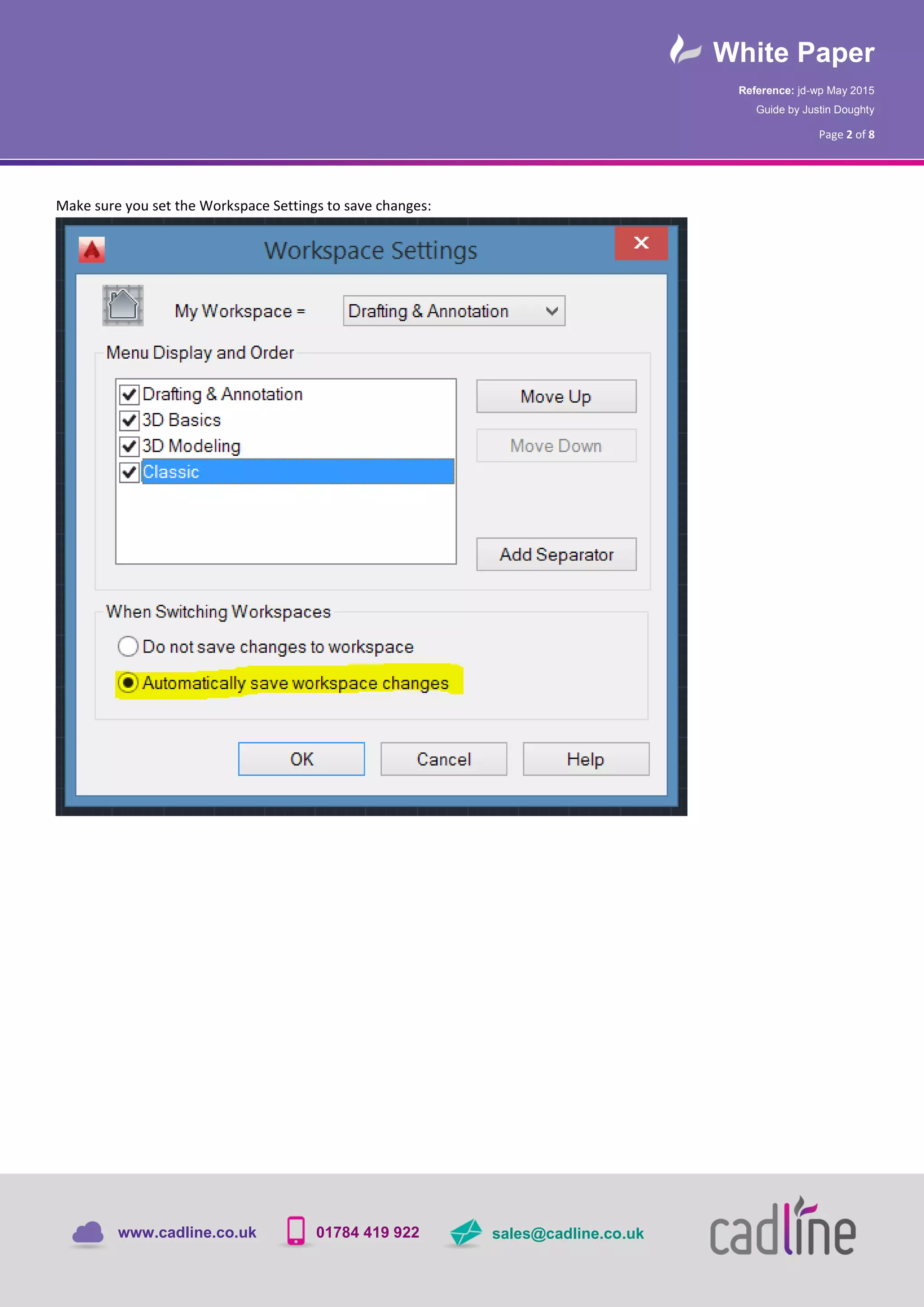 Auto cad 2016 restoring the classic workspace | PDF