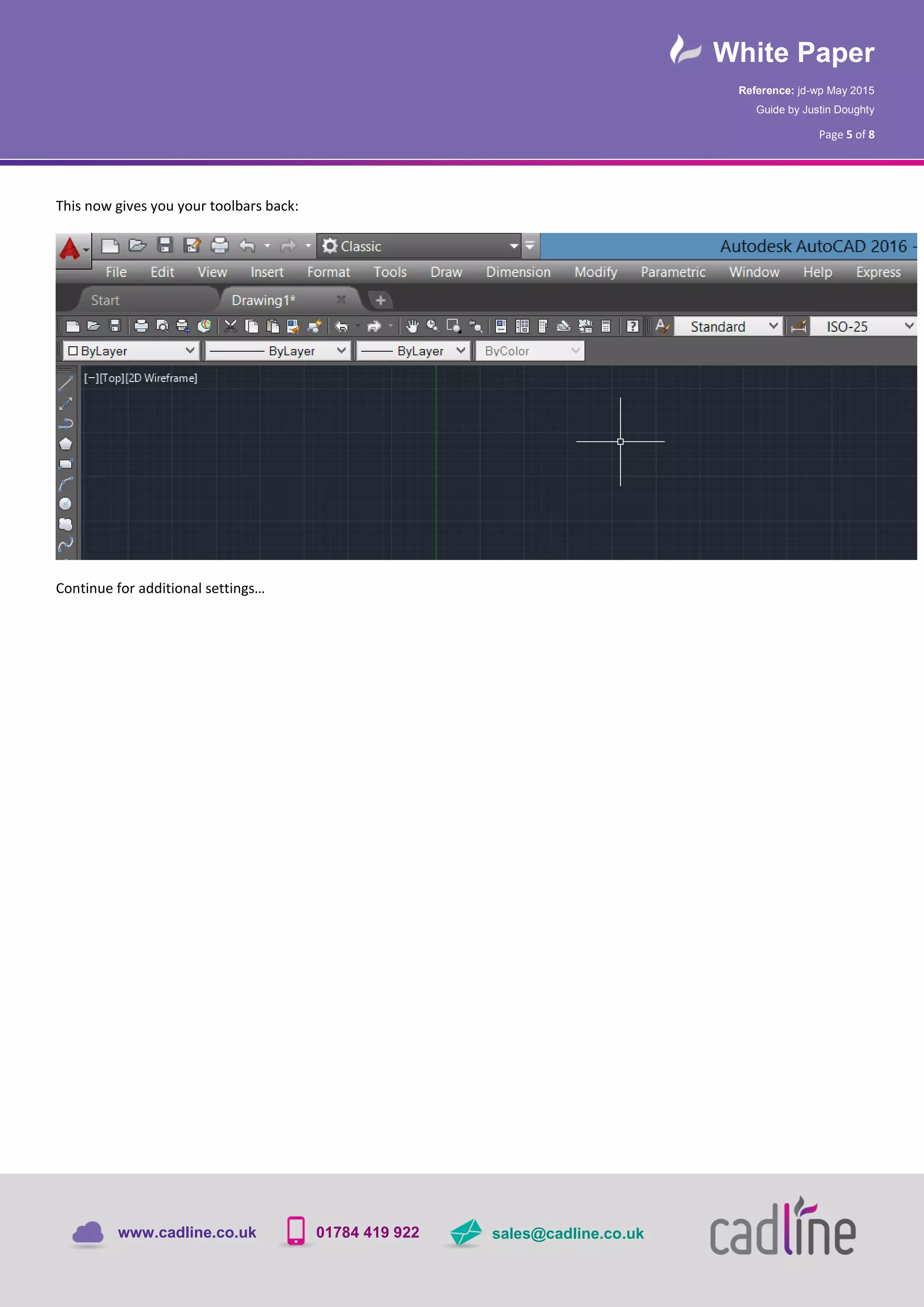 Auto cad 2016 restoring the classic workspace | PDF