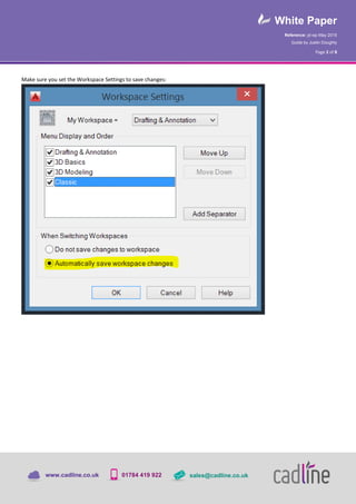 Auto cad 2016 restoring the classic workspace | PDF