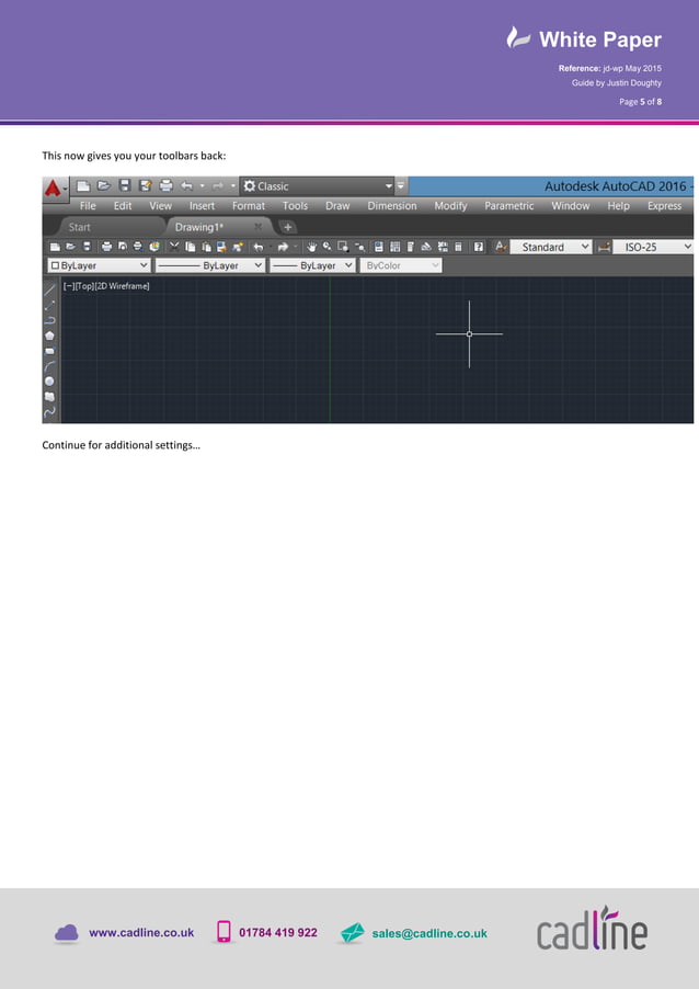 Auto cad 2016 restoring the classic workspace | PDF
