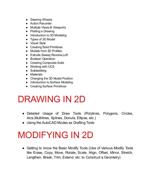 Autocad 2d And 3d Course Acon Institute Of Multimedia Pdf