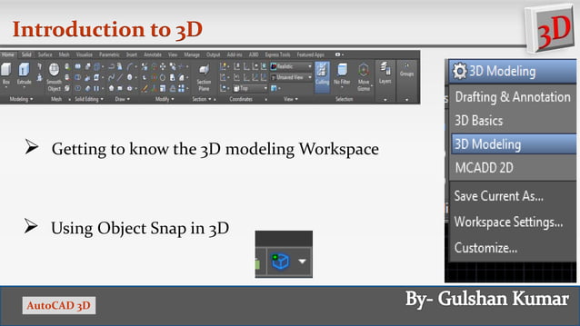 AutoCAD 3D Introduction.pptx | 3-D Graphics | Computer Software and ...