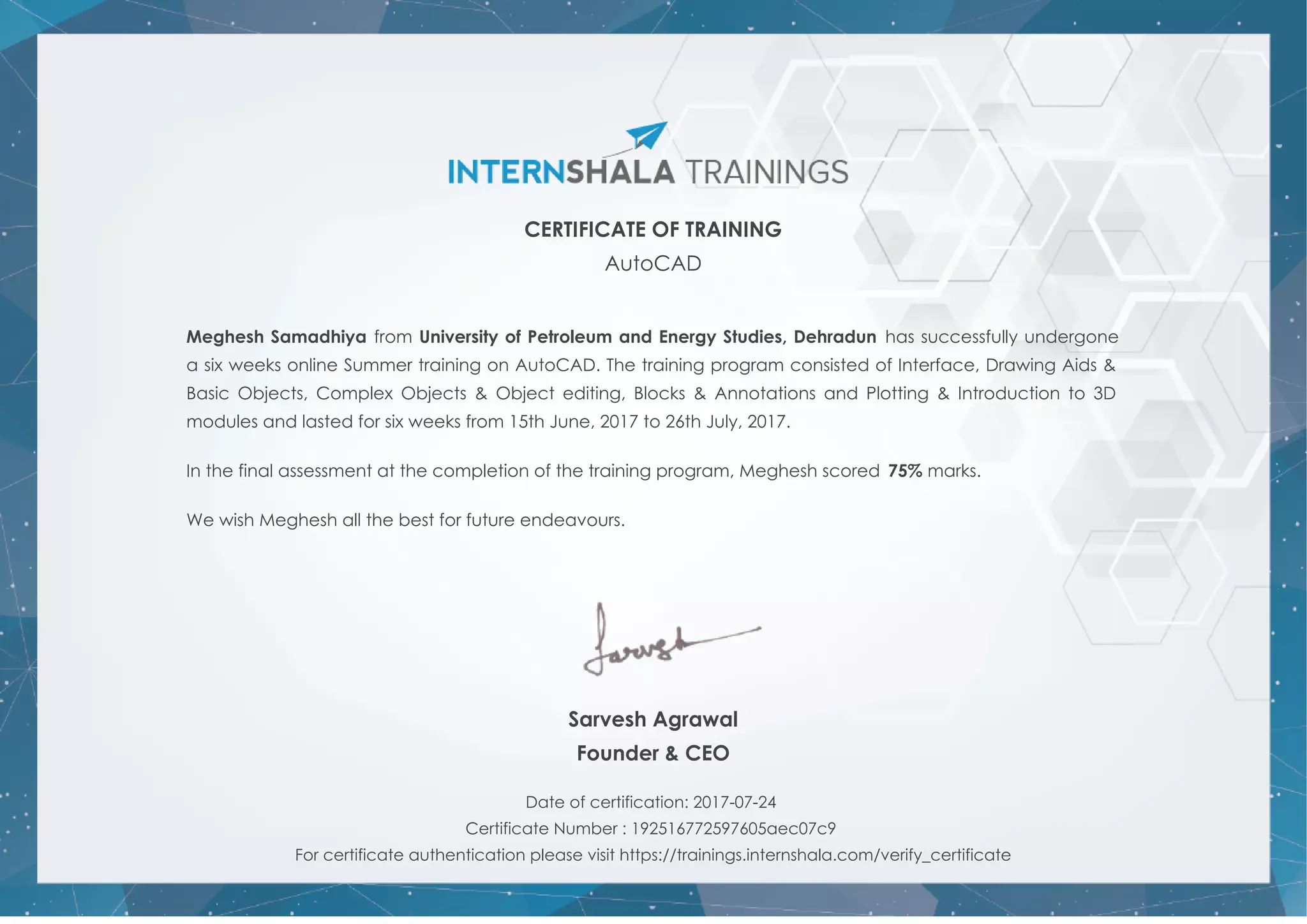 AutoCAD Certificate | PDF