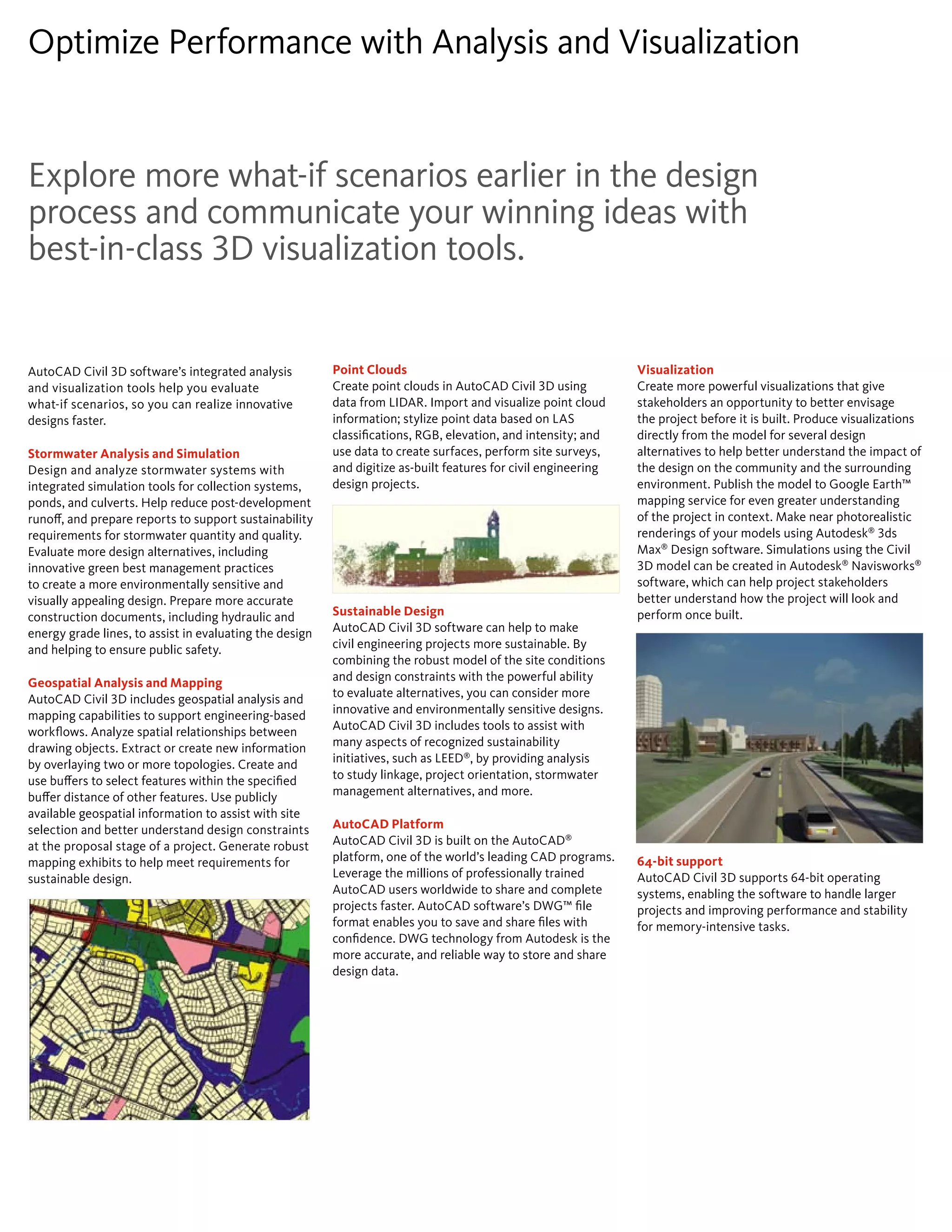 Autocad civil3d brochure 3d civil | PDF