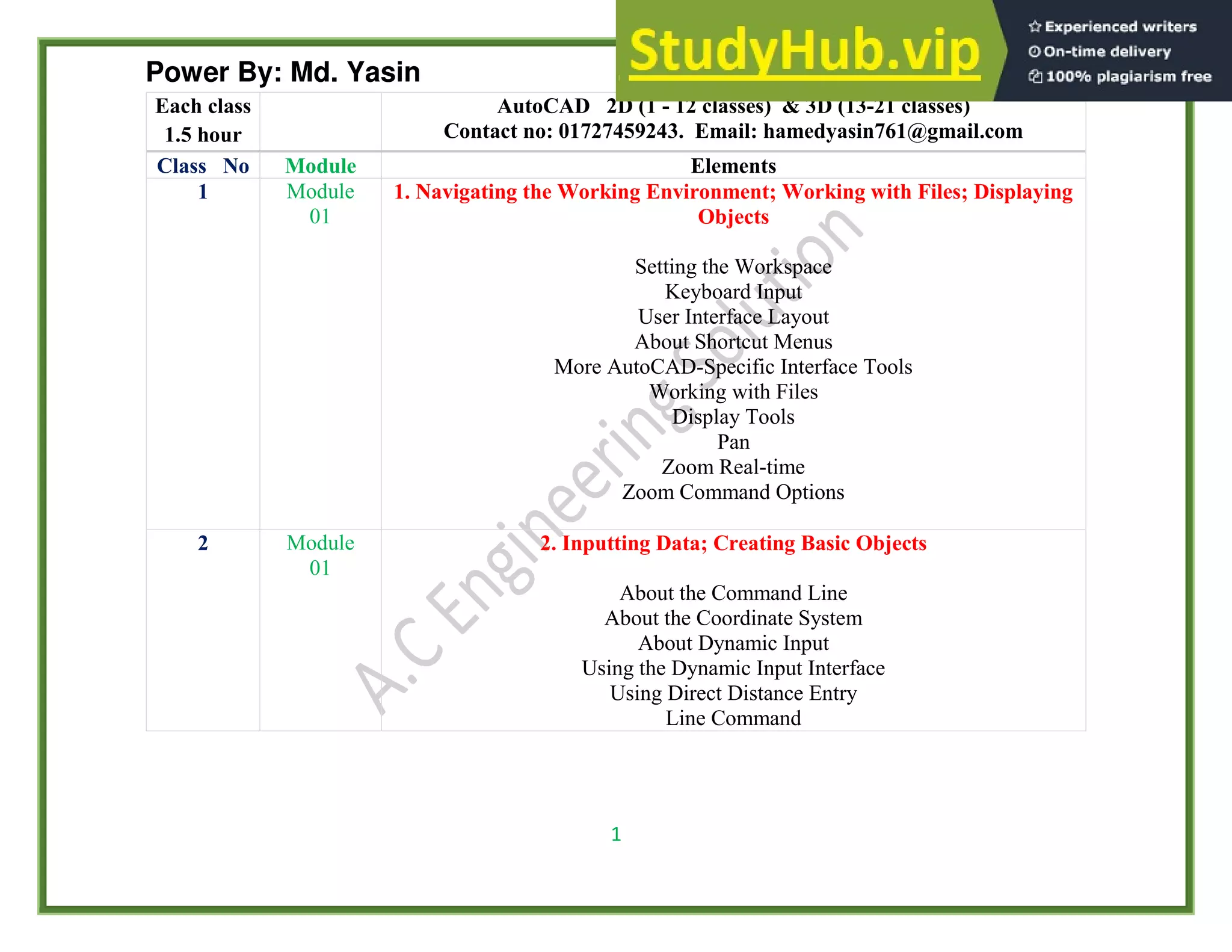 Autocad Course Outline | PDF