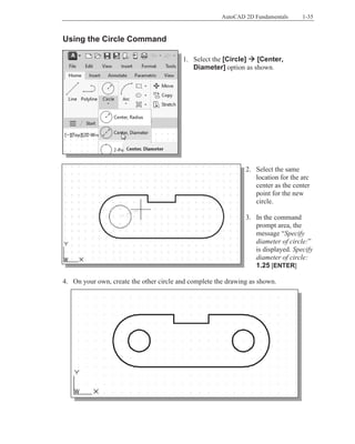 AUTOCAD 2024 2Dfundamentals circles, planar and curves excercises | PDF
