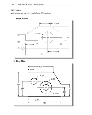 AUTOCAD 2024 2Dfundamentals circles, planar and curves excercises | PDF