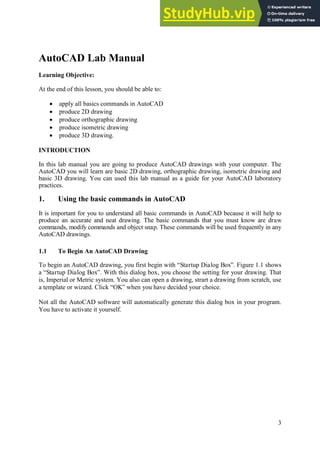 AutoCAD Lab Manual | PDF