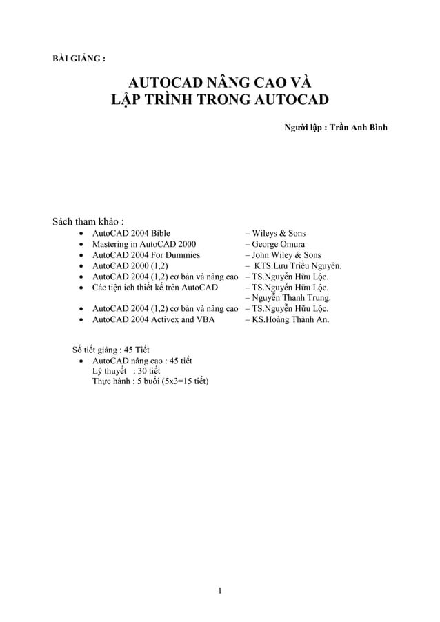 Autocad nâng cao và lập trình trong Autocad | PDF