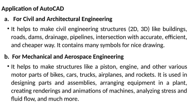 Introduction to AUTOCAD and commands in AutoCAD | PPTX