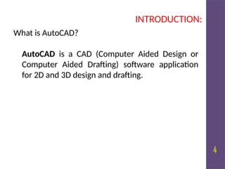Introduction and Basic commands of Auto CAD ppt BY KRT | PPTX