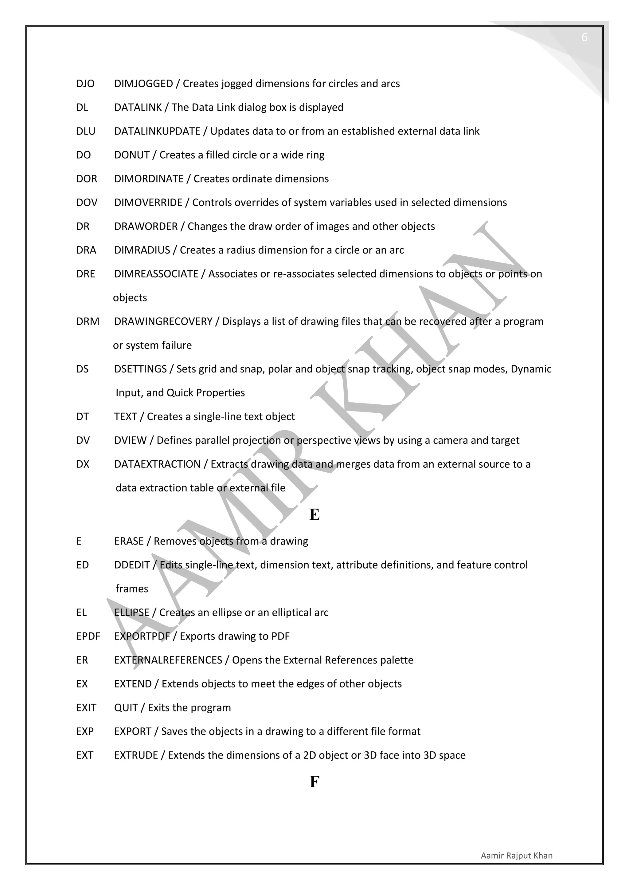 Auto cad shortcuts | PDF