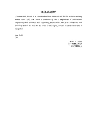 Autocad training report | PDF