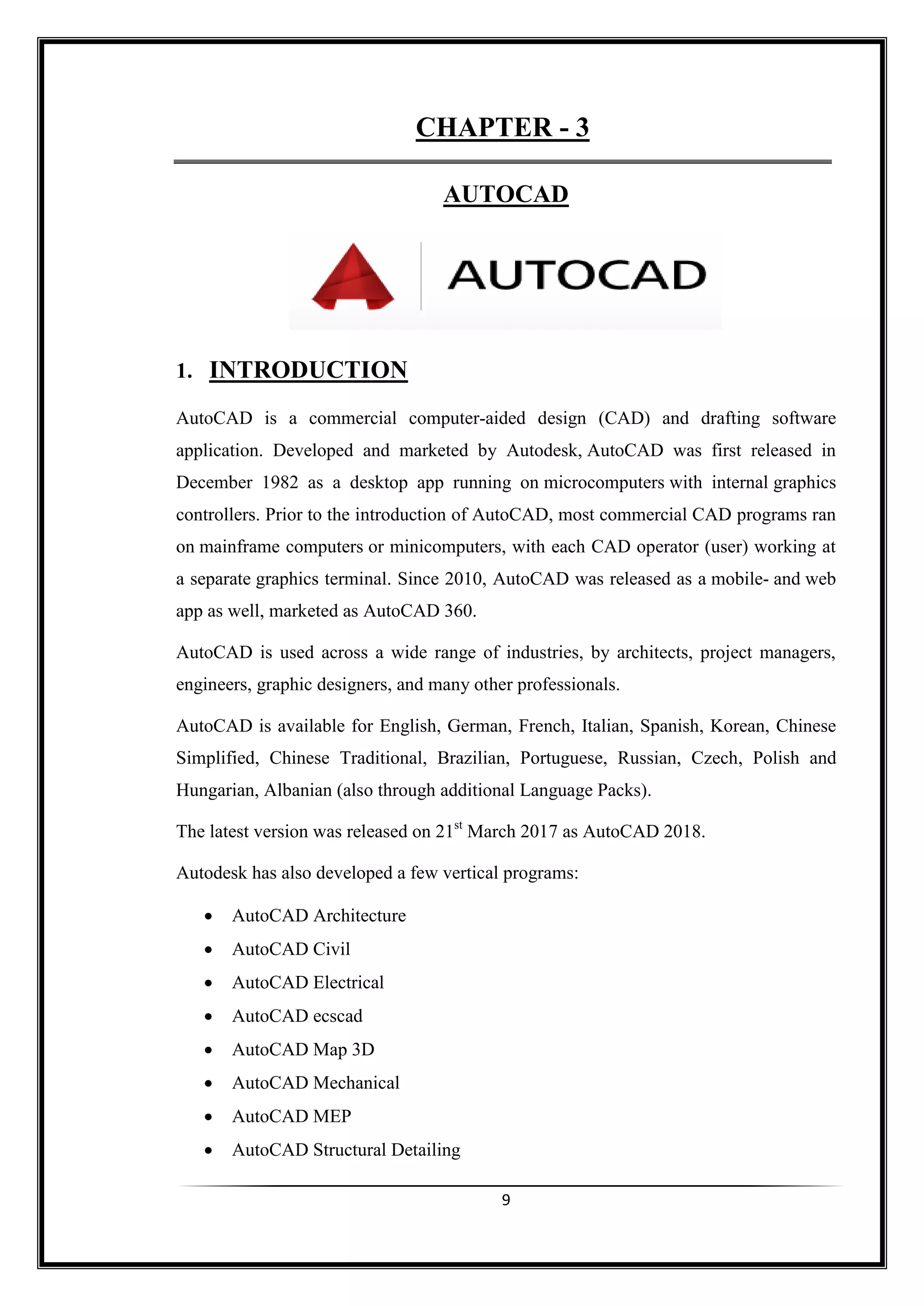 Autocad training report | PDF