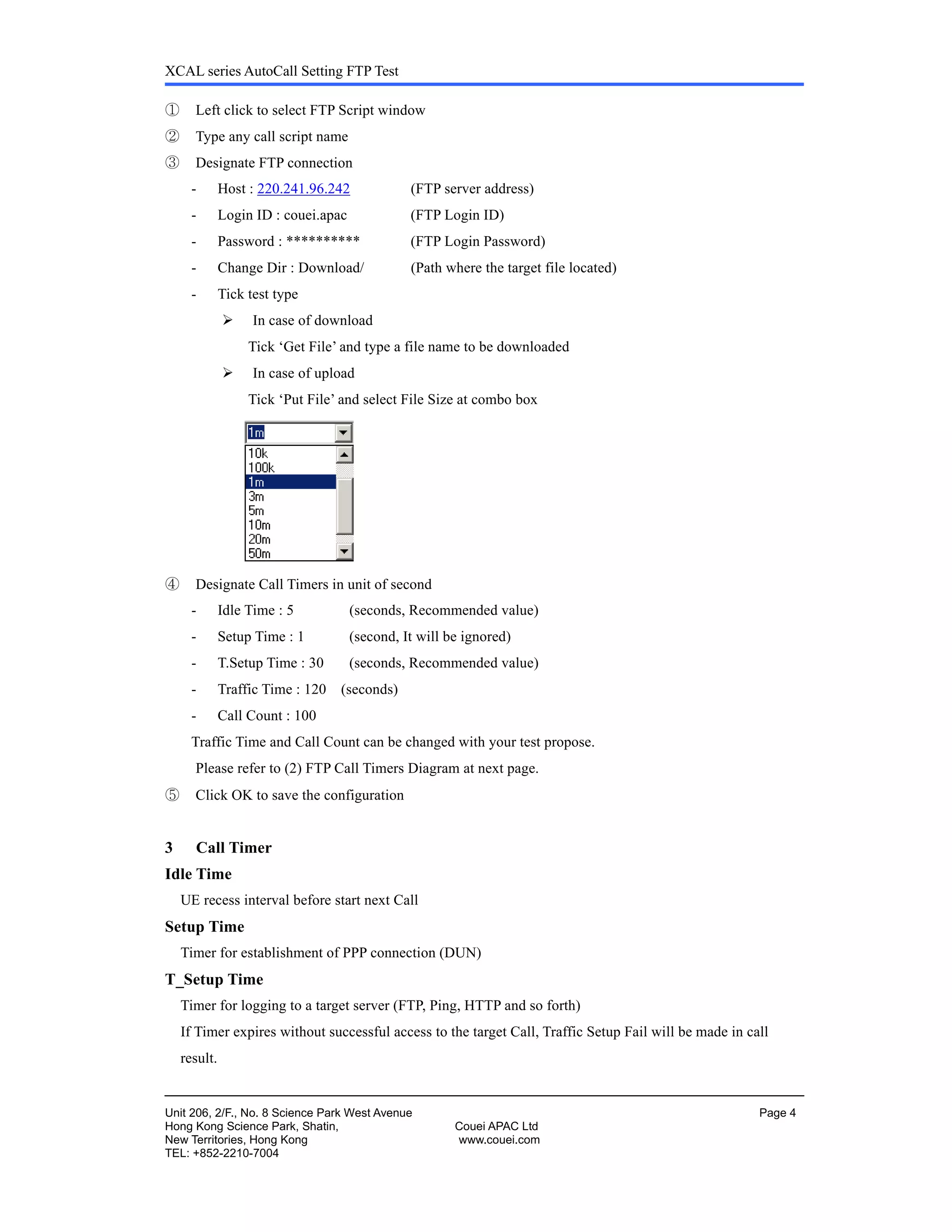 Auto call setup for xcal series 3.x.xx ftp | PDF