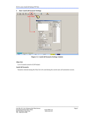 Auto call setup for xcal series 3.x.xx ftp | PDF