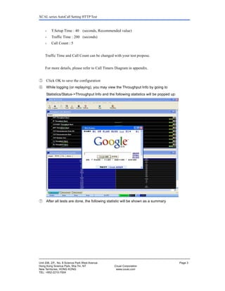 Auto call setup for xcal series 3.x.xx http | PDF
