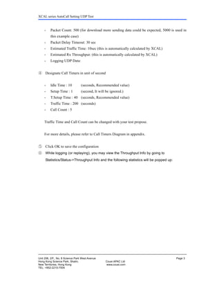 Auto call setup for xcal series 3.x.xx udp | PDF