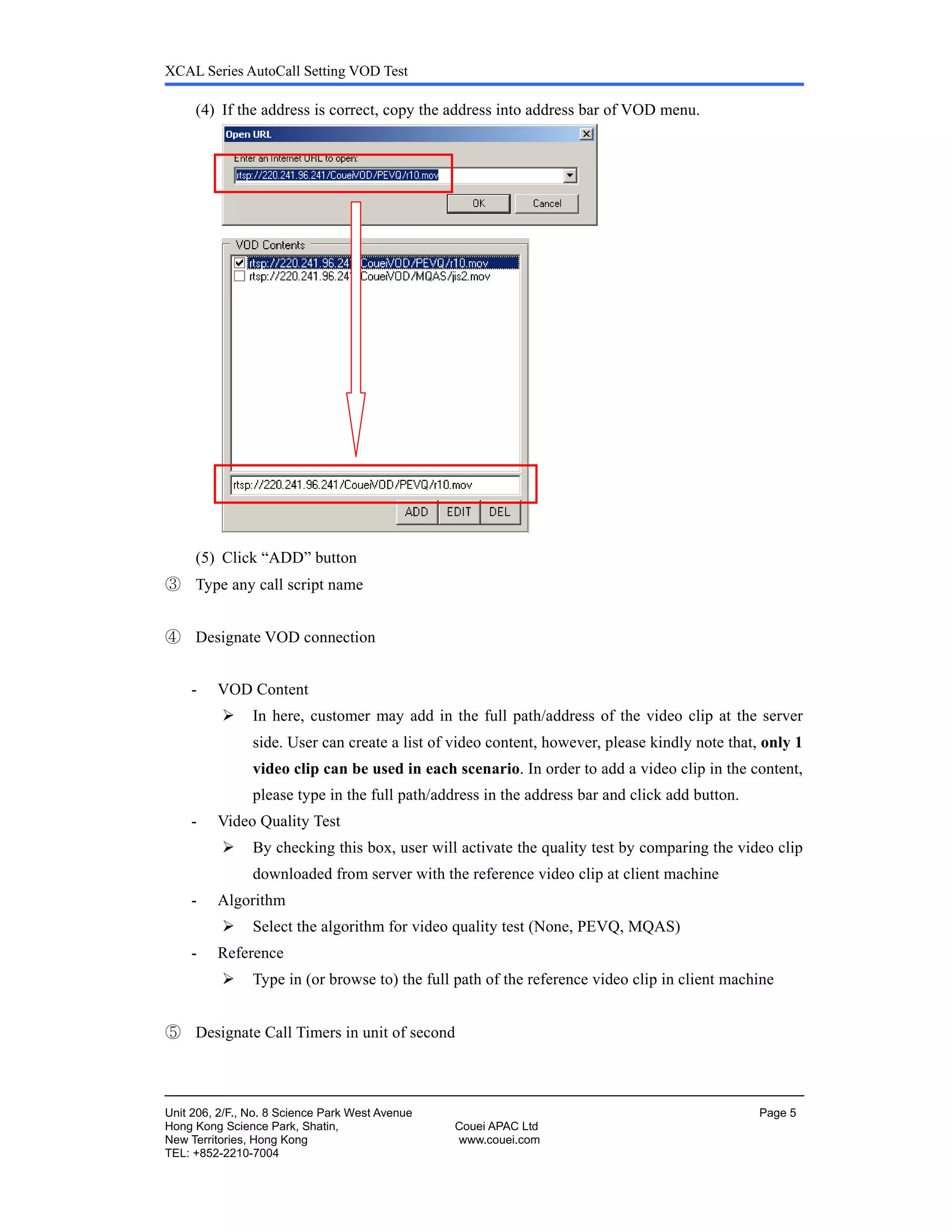 Auto call setup for xcal series 3.x.xx vod | PDF