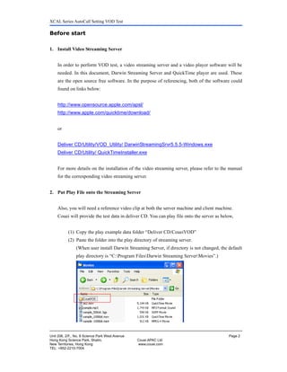 Auto call setup for xcal series 3.x.xx vod | PDF