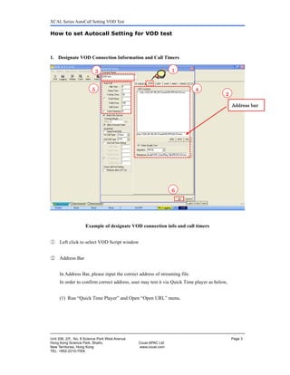 Auto call setup for xcal series 3.x.xx vod | PDF