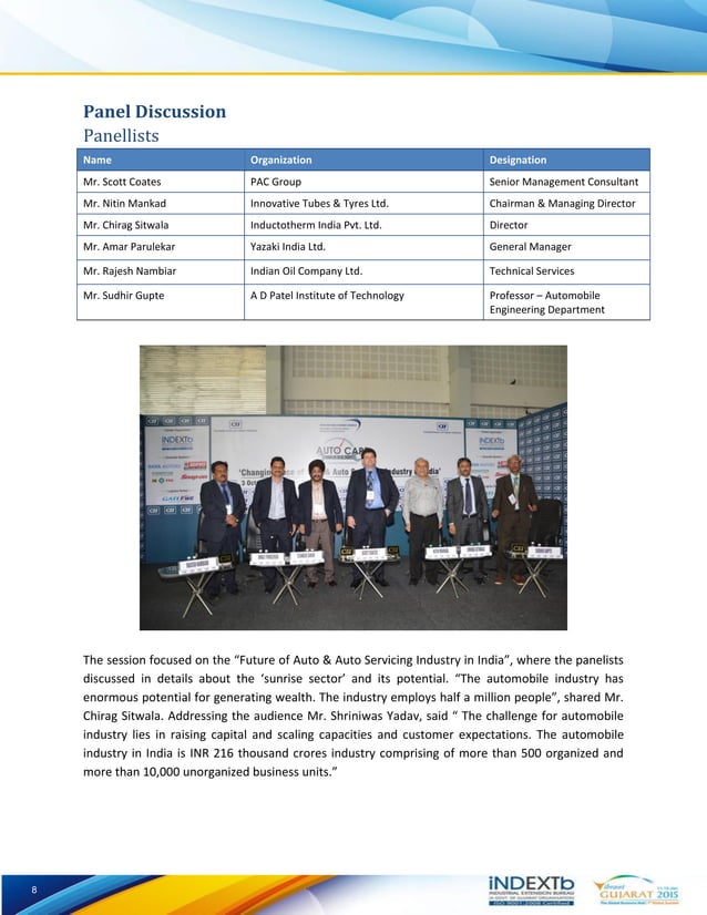 Vibrant Gujarat Summit on Auto Care, Automotive Industries in india and ...