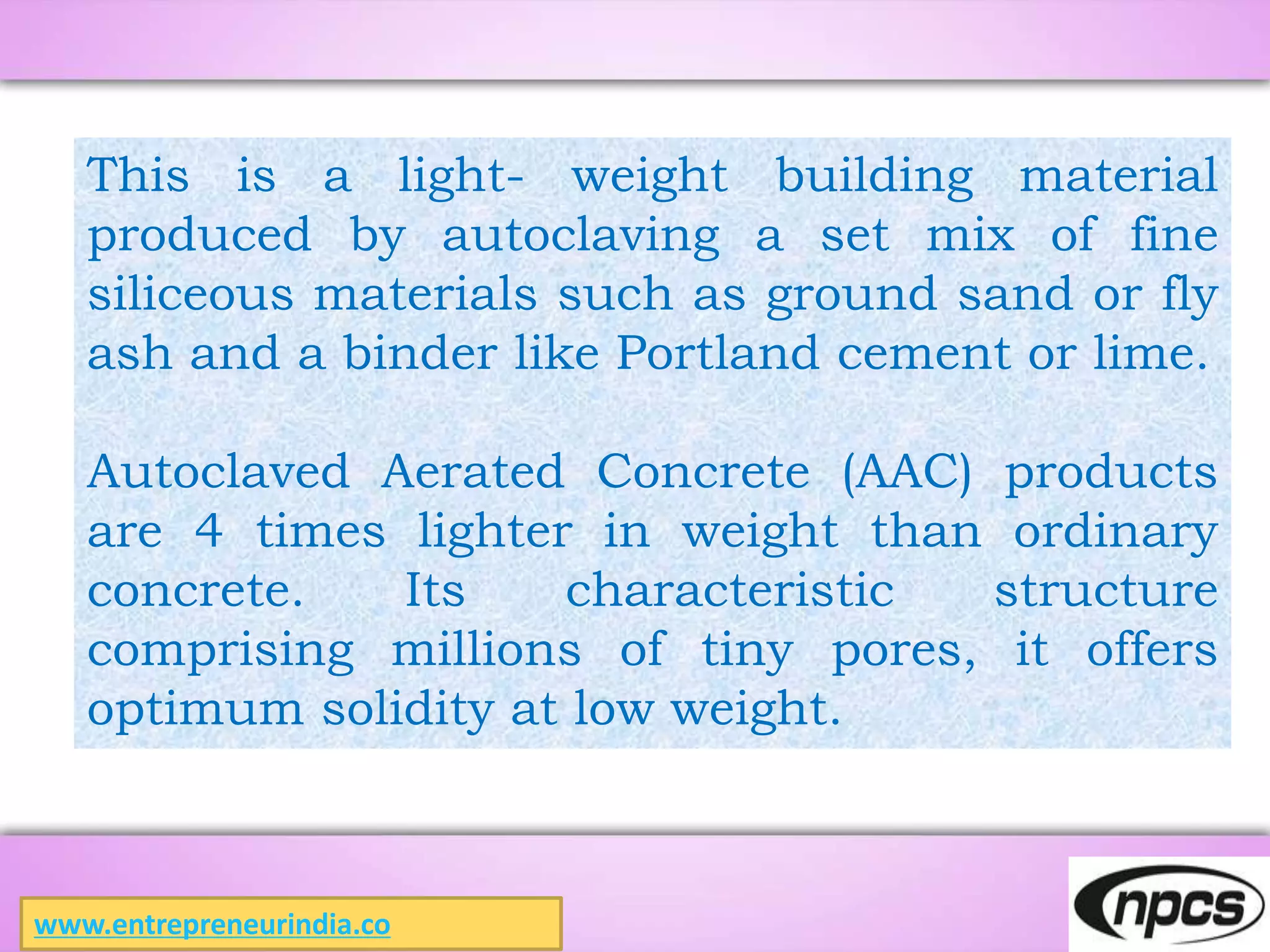 AAC Blocks (Autoclaved Aerated Concrete Blocks) - Market Survey cum ...