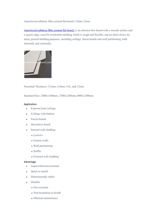 Autoclaved cellulose fibre cement flat board | PDF