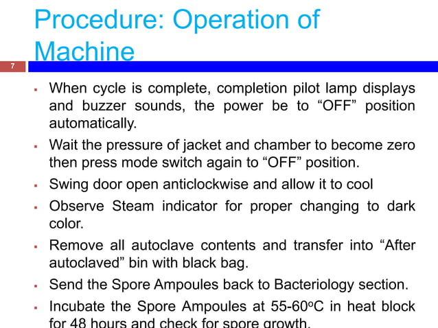Autoclave instruction and maintenance | PPTX