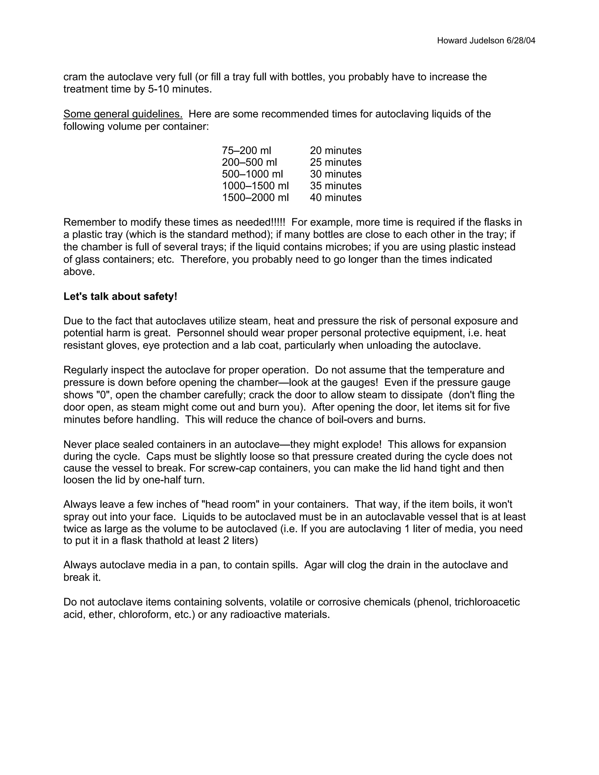 Autoclave operation | PDF