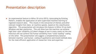 Letting the Machine Code Qualitative and Mixed Methods Data in NVivo 10 | PPT