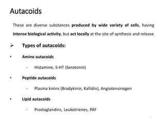Autocoids Antihistaminics Neural pharmacology | PDF