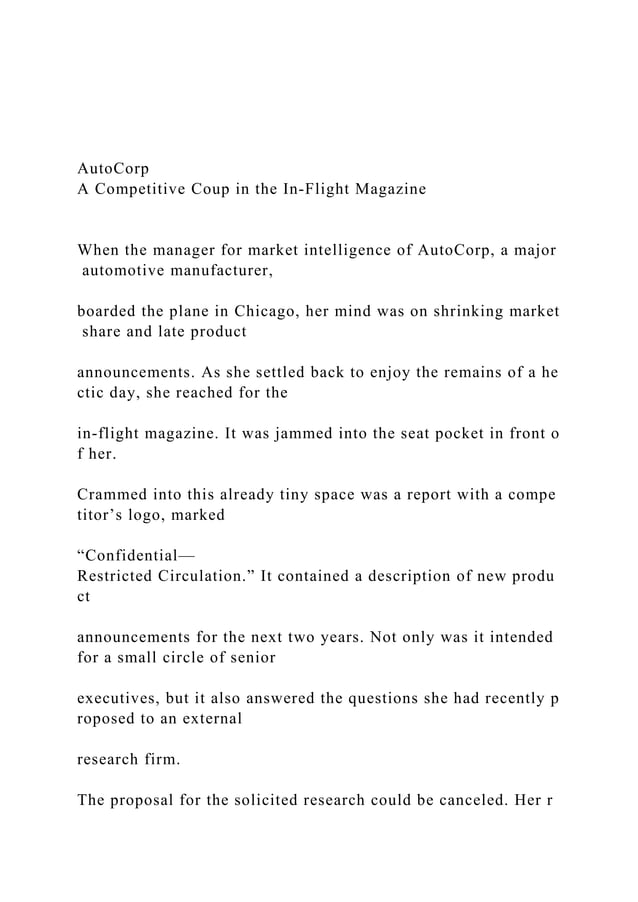 AutoCorp A Competitive Coup in the In‐Flight Magazine .docx