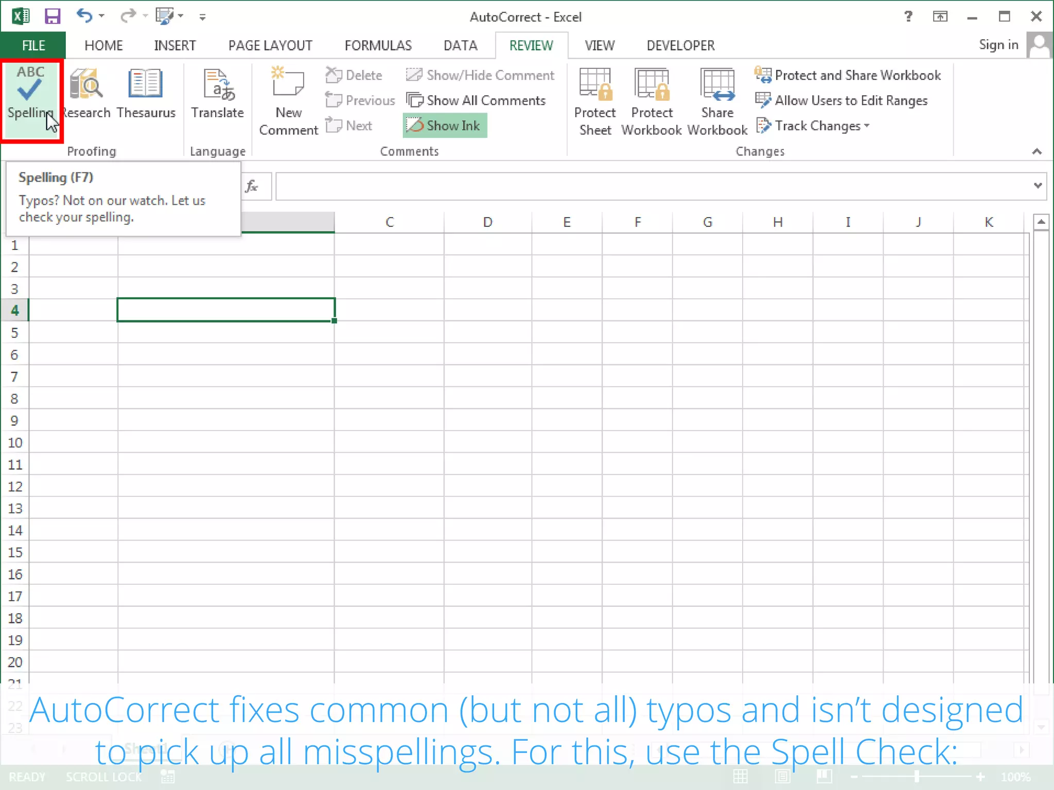 AutoCorrect - Excel 2013 Tutorial | PPT