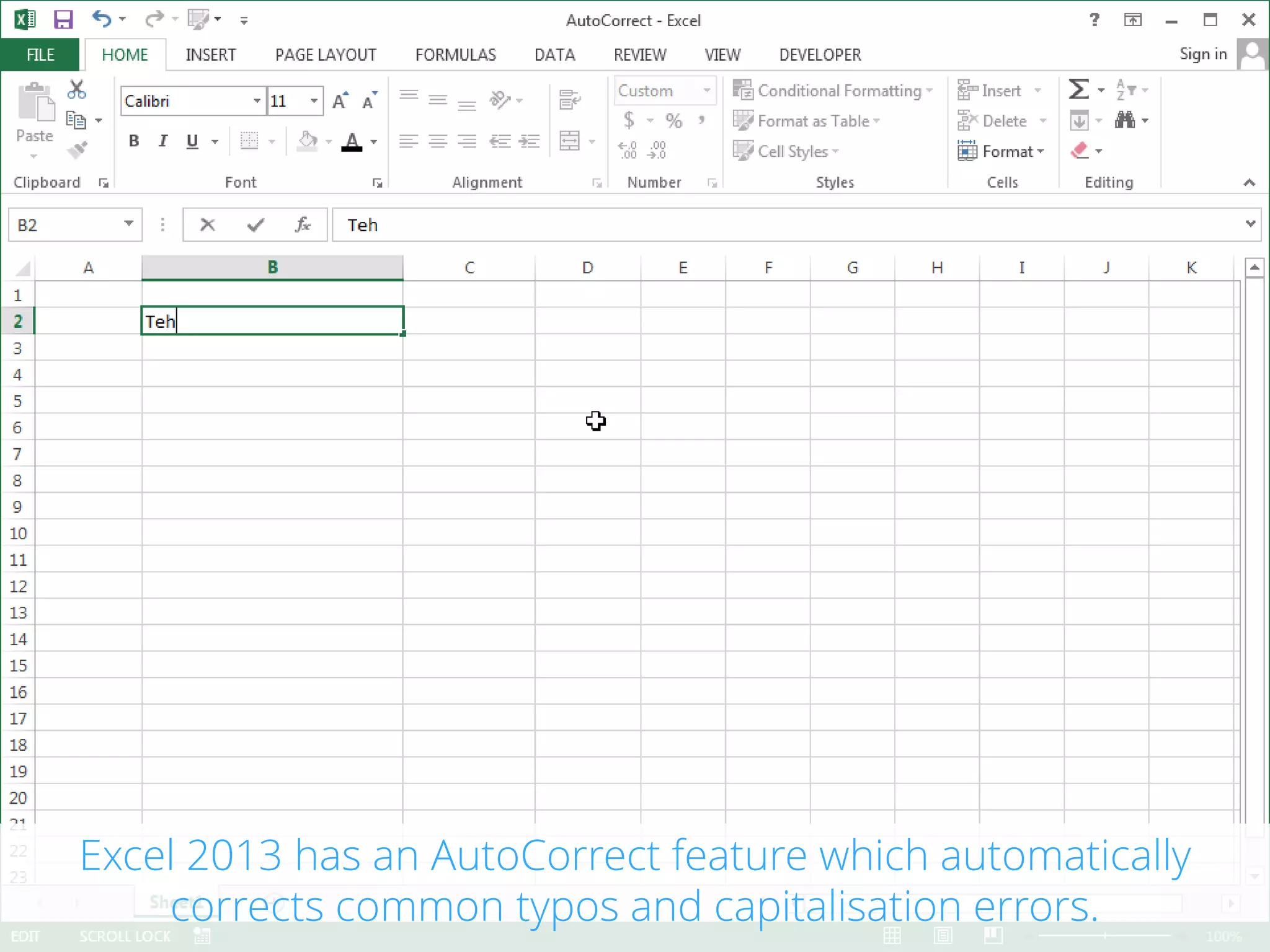 AutoCorrect - Excel 2013 Tutorial | PPT