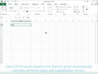 AutoCorrect - Excel 2013 Tutorial | PPT