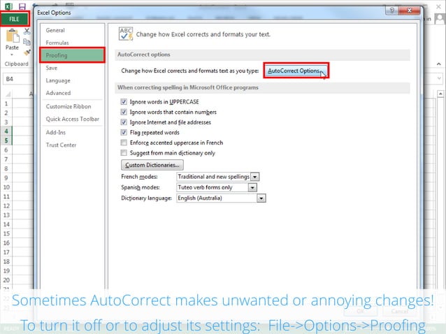 AutoCorrect - Excel 2013 Tutorial