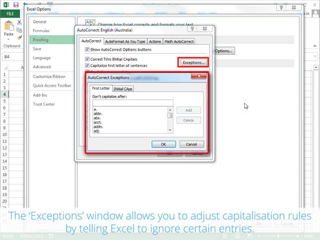 AutoCorrect - Excel 2013 Tutorial